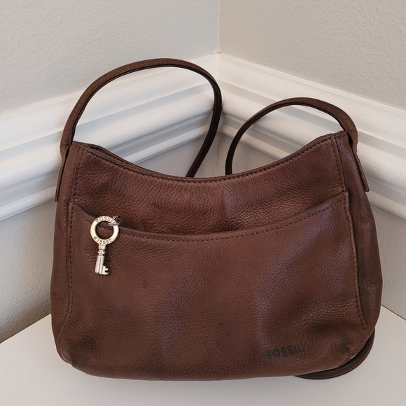 Fossil | Bags | Vintage Fossil Mini Distressed Brown Leather Crossbody ...